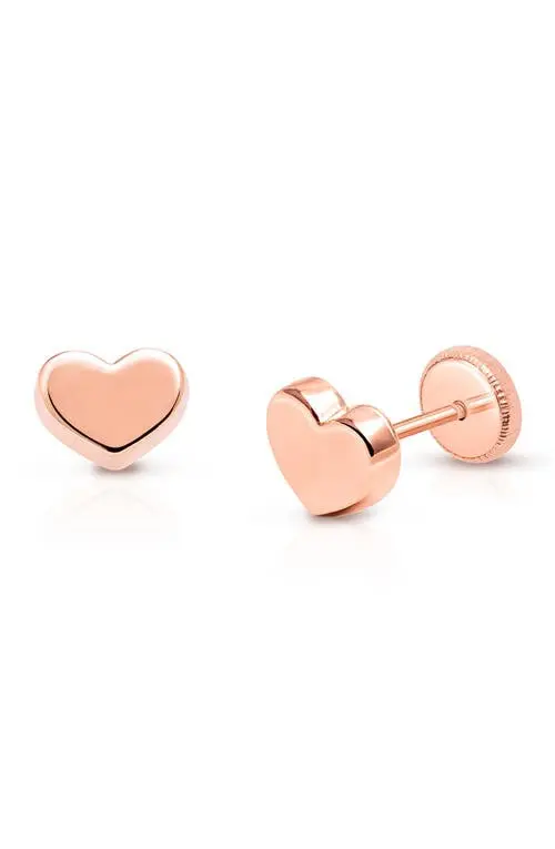 TINY BLESSINGS 14k Gold Heart Stud Earrings - 14k Rose Gold