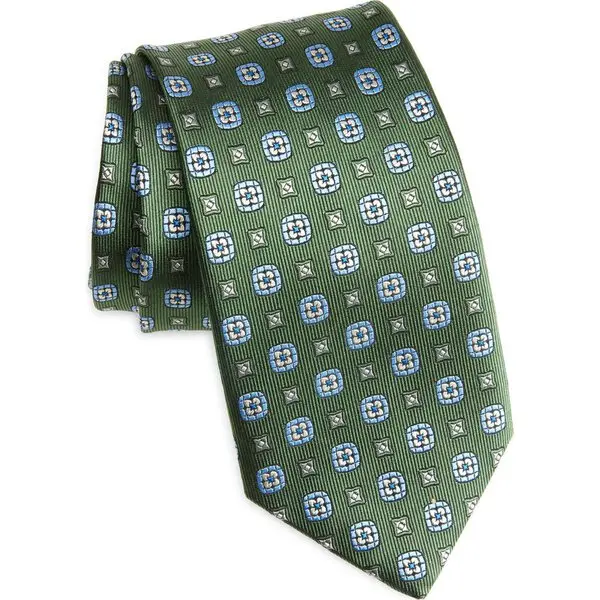 David Donahue Medallion Silk Tie - Green