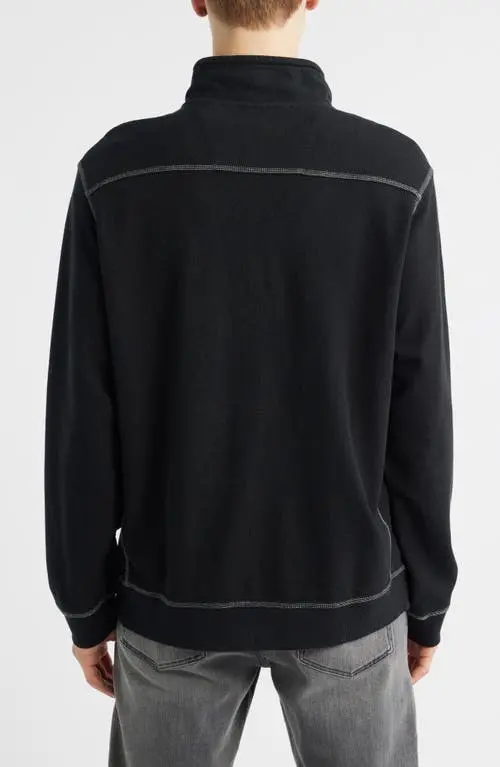 Tommy Bahama Textured Cotton & Lyocell Half Zip Pullover - Black