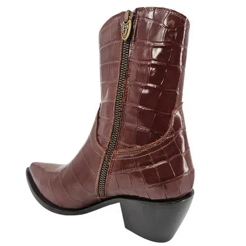 MADISON MAISON Croc-embossed Leather Ankle Boots
