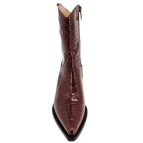 MADISON MAISON Croc-embossed Leather Ankle Boots