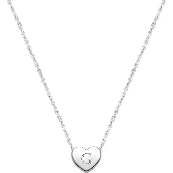 TINY BLESSINGS Sterling Silver Mini Sliding Heart & Engraved Initial Necklace - Silver - G