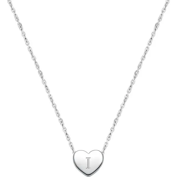 TINY BLESSINGS Sterling Silver Mini Sliding Heart & Engraved Initial Necklace - Silver - I