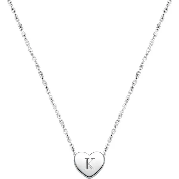 TINY BLESSINGS Sterling Silver Mini Sliding Heart & Engraved Initial Necklace - Silver - K