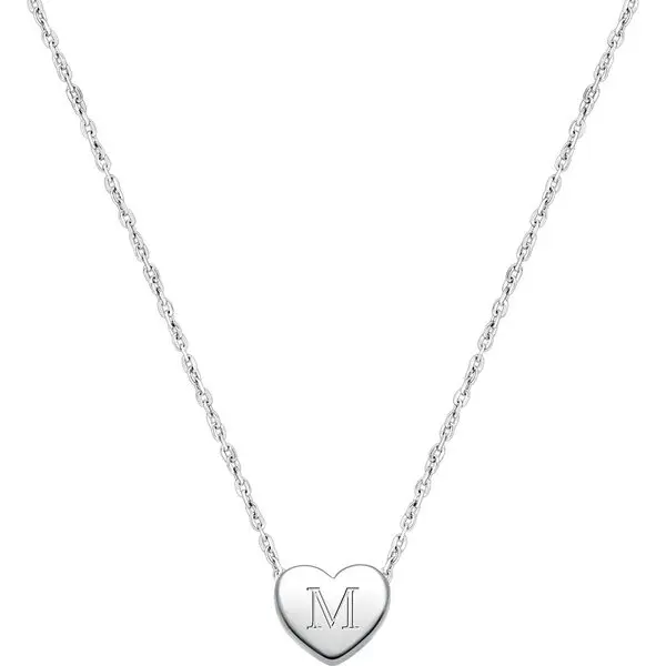 TINY BLESSINGS Sterling Silver Mini Sliding Heart & Engraved Initial Necklace - Silver - M