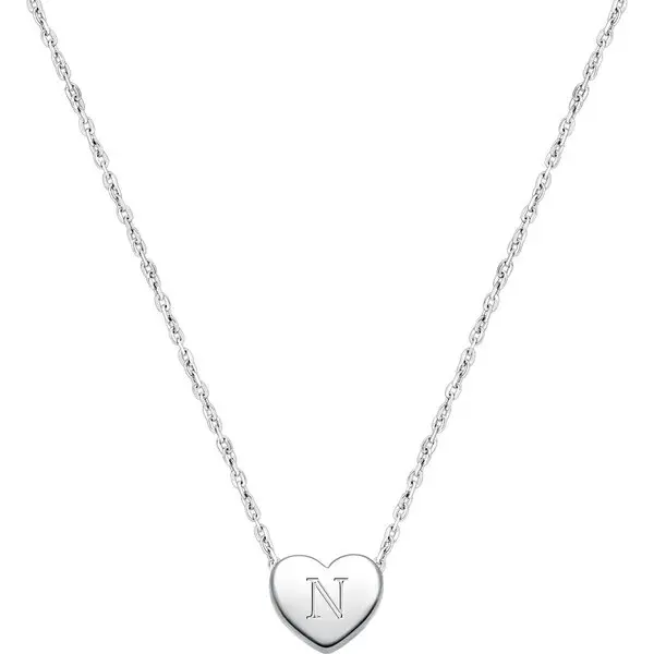 TINY BLESSINGS Sterling Silver Mini Sliding Heart & Engraved Initial Necklace - Silver - N