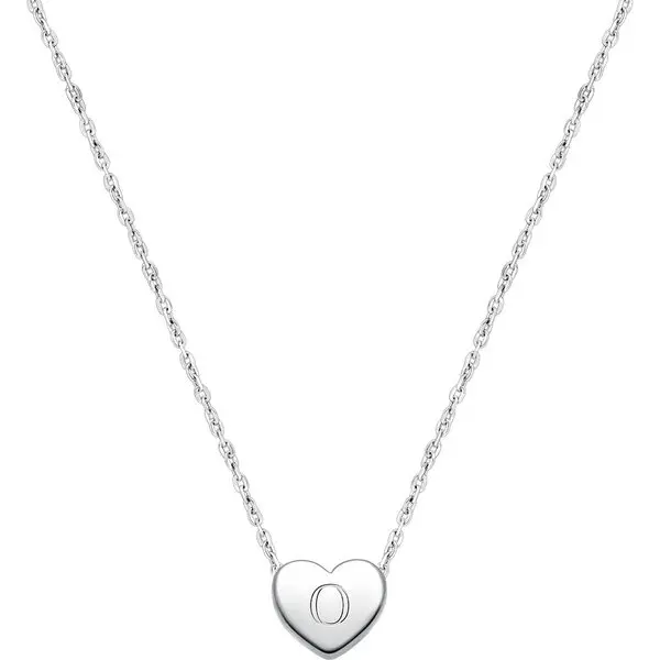 TINY BLESSINGS Sterling Silver Mini Sliding Heart & Engraved Initial Necklace - Silver - O