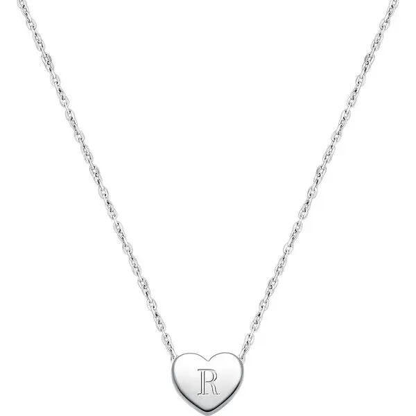TINY BLESSINGS Sterling Silver Mini Sliding Heart & Engraved Initial Necklace - Silver - R
