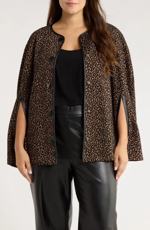 KASPER Leopard Jacquard Cape