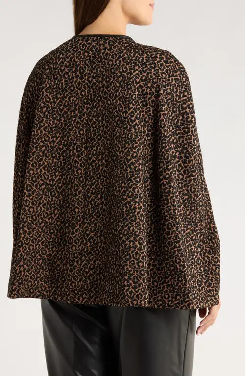 KASPER Leopard Jacquard Cape