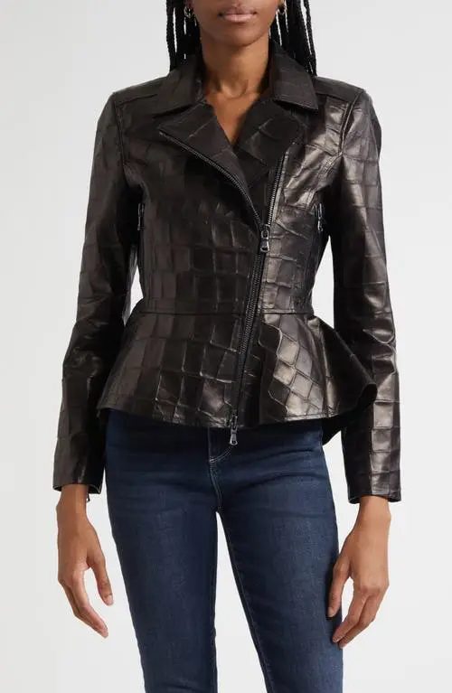 L'AGENCE Lyric Peplum Biker Jacket