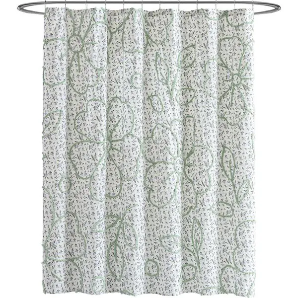 PERI HOME Blueberry Chenille Shower Curtain - Blueberry/green