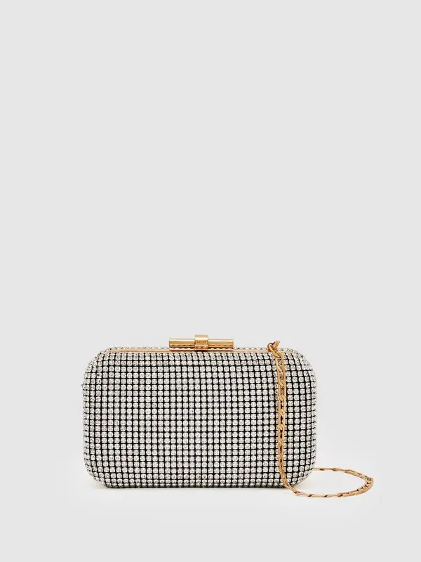 REISS Orla Crystal-embellished Box Clutch