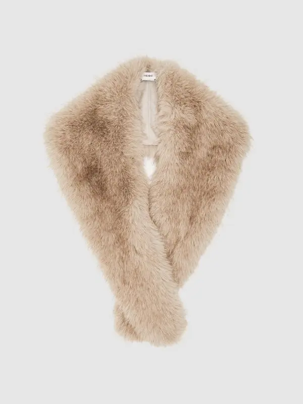 REISS Flora Faux-fur Collar - Neutral