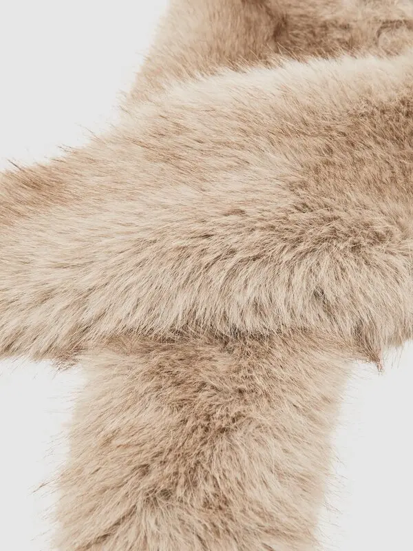 REISS Flora Faux-fur Collar - Neutral