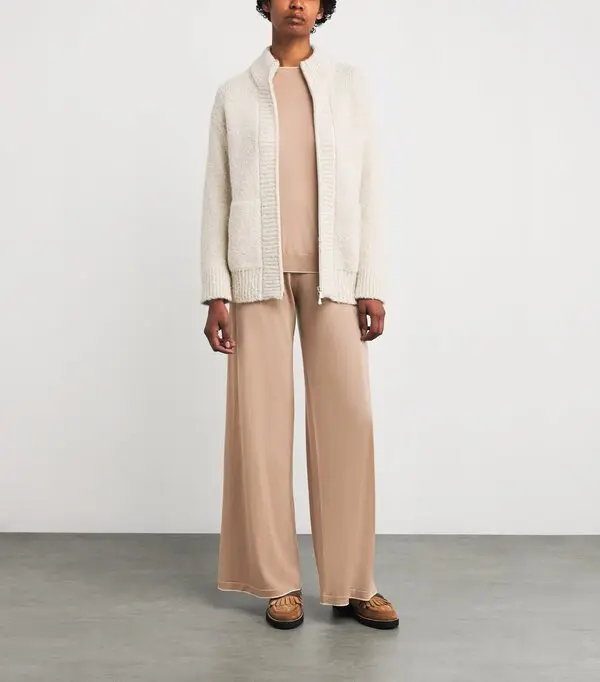 Eleventy Wool Drawstring Wide-leg Trousers