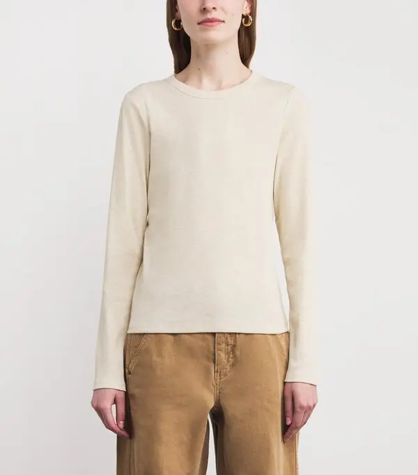 ME+EM Cotton-blend Ribbed Long-sleeve Top