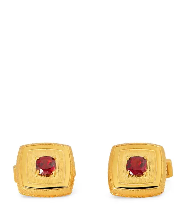 Tateossian Gold-plated And Garnet Graffiato Cufflinks