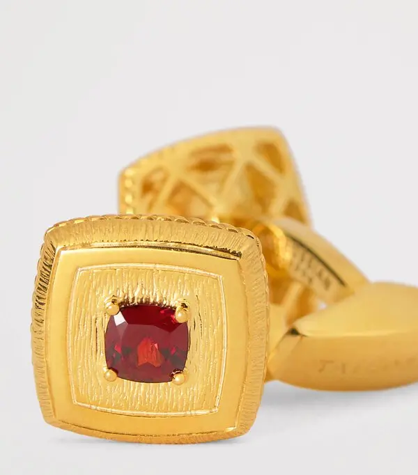 Tateossian Gold-plated And Garnet Graffiato Cufflinks