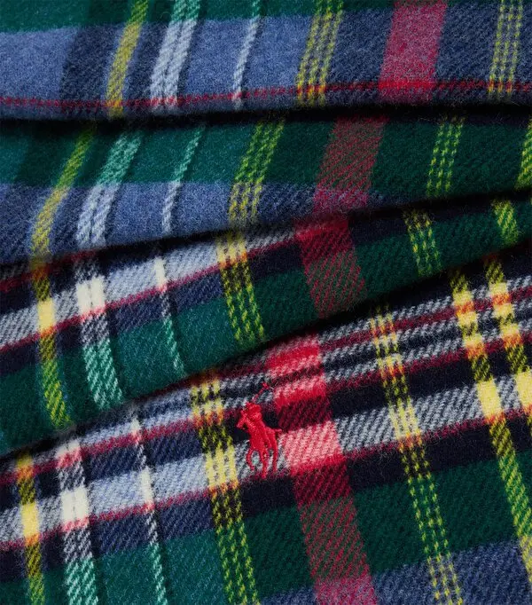 Polo Ralph Lauren Wool Check Fringed Scarf - Blue