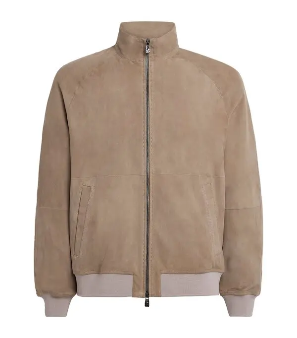 Corneliani Suede Padded Bomber Jacket