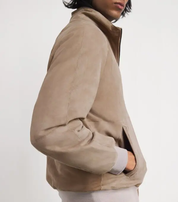 Corneliani Suede Padded Bomber Jacket