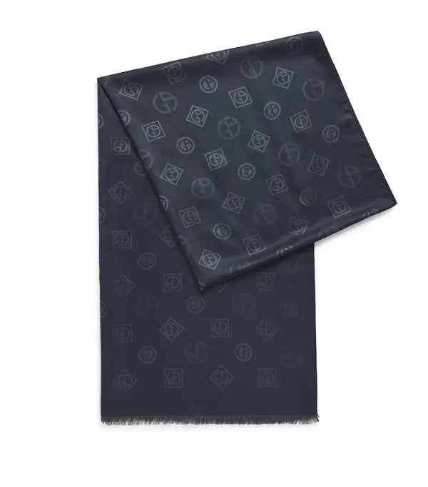 Giorgio Armani Silk Jacquard Stole Scarf - Blue