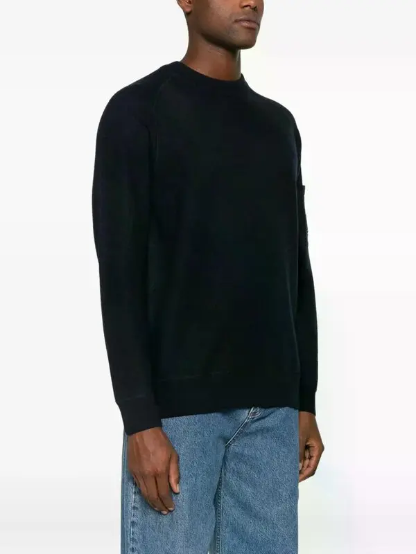 C.P. COMPANY Felted Crew Neck Knit - Blue
