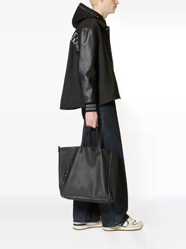 Valentino Garavani Nylon Sports Jacket With Leather Sleeves And Patch