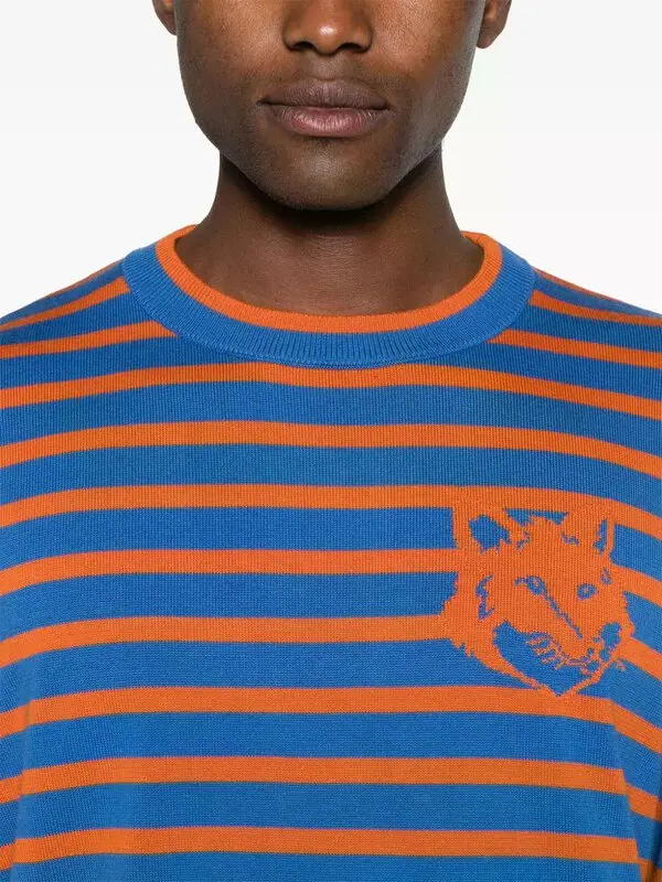 Maison Kitsuné Logo-intarsia Cotton Jumper