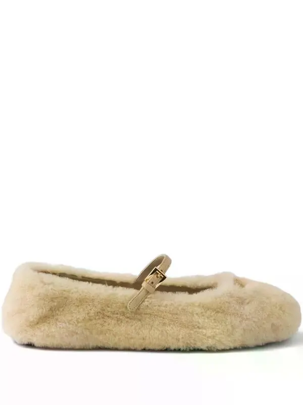 Prada Shearling Ballerina Flats