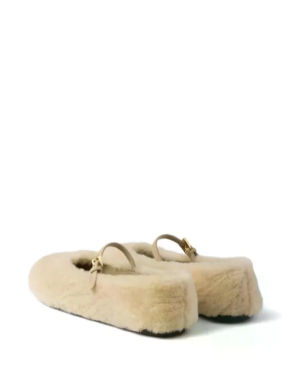Prada Shearling Ballerina Flats
