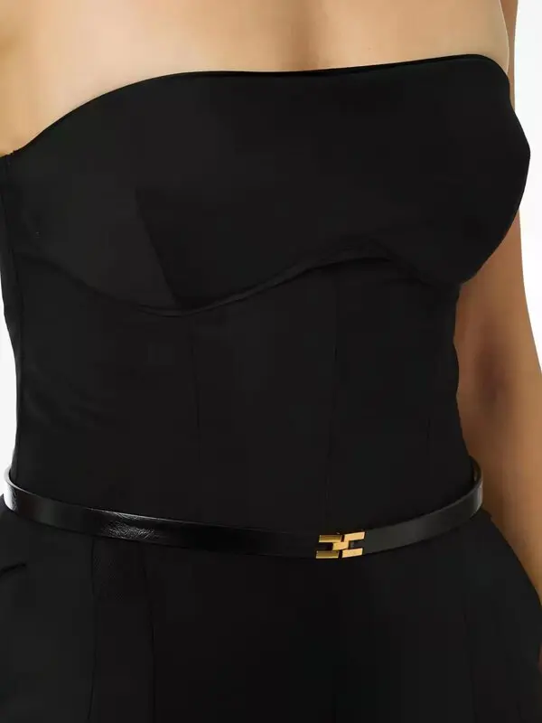 Elisabetta Franchi Bandeau Belted Jumpsuit With Satin Piping