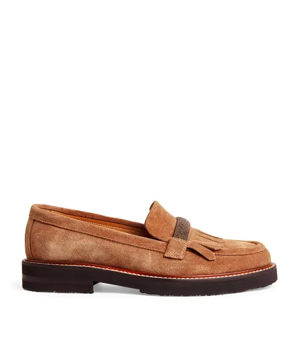 Eleventy Suede Embellished Loafers