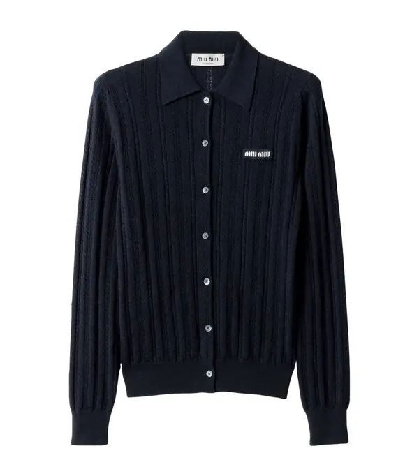 Miu Miu Cashmere Cable-knit Cardigan - Blue