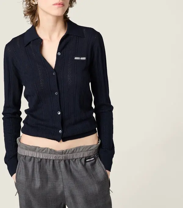 Miu Miu Cashmere Cable-knit Cardigan - Blue
