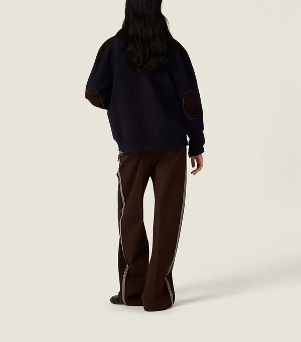 Miu Miu Wool Suede-trim Cardigan - Blue