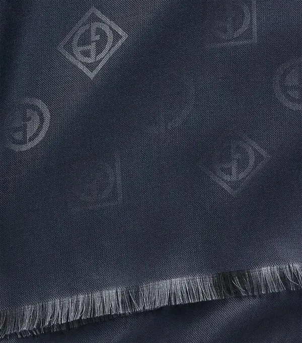Giorgio Armani Silk Jacquard Stole Scarf - Blue