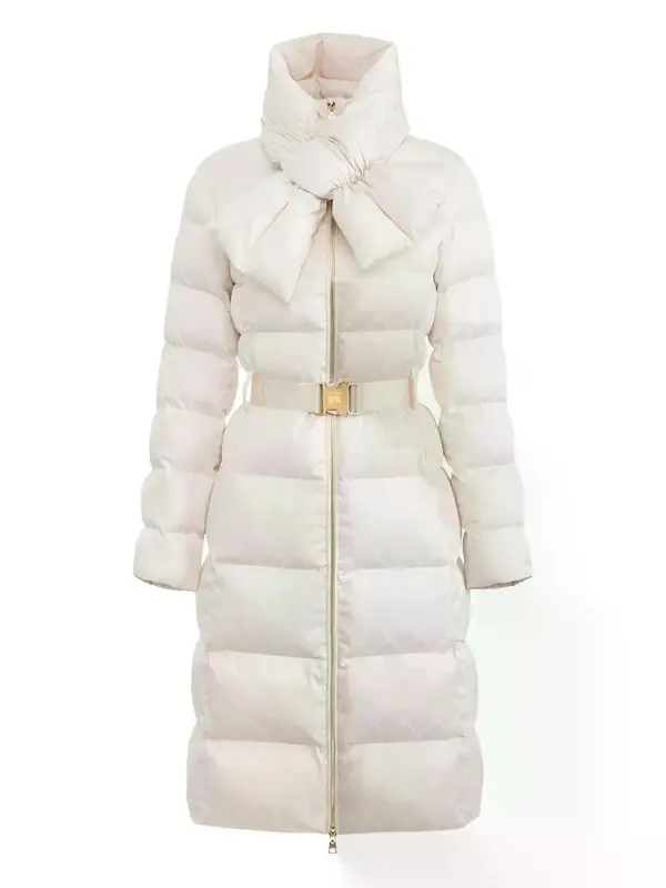 Elisabetta Franchi Jacquard Scarf-collar Down Coat