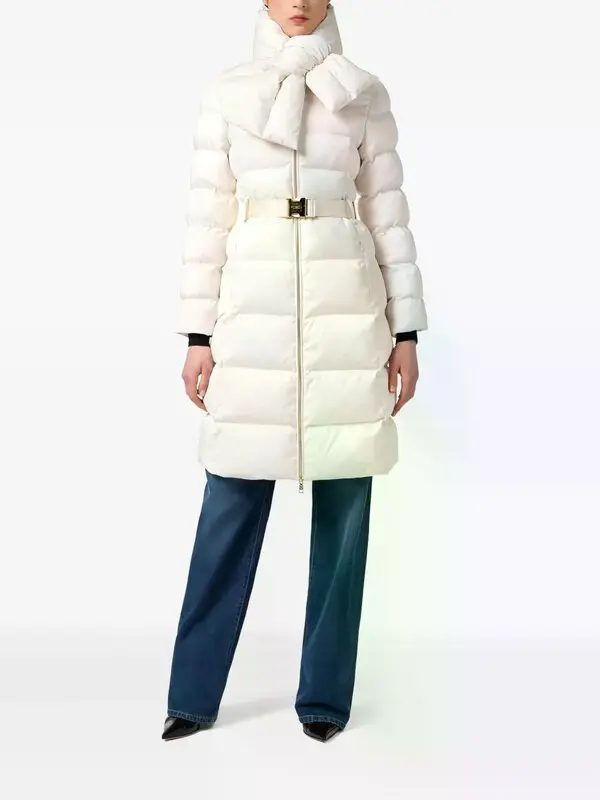 Elisabetta Franchi Jacquard Scarf-collar Down Coat