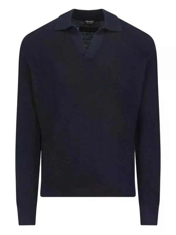 Zegna Open-collar Cashmere Polo Shirt