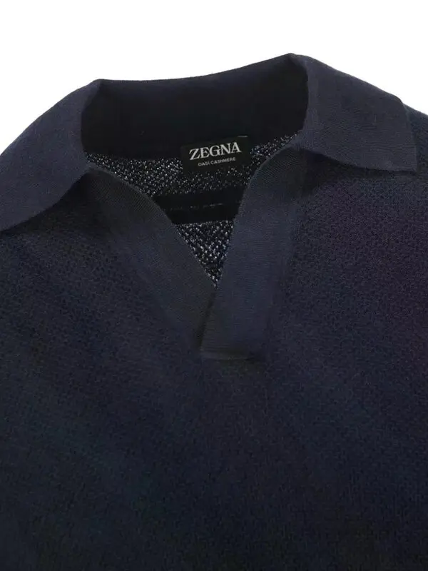 Zegna Open-collar Cashmere Polo Shirt