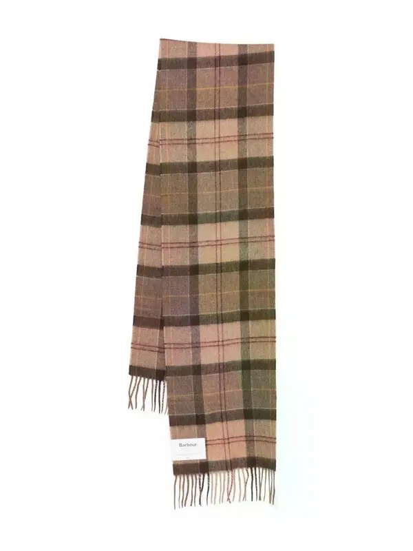 Barbour Tartan Fringed Scarf - Brown