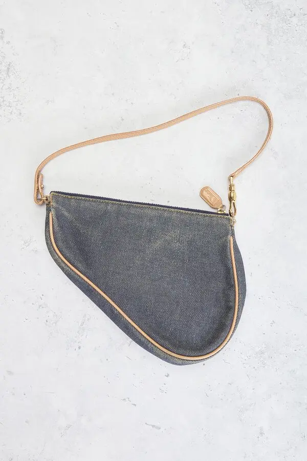 Dior Denim Saddle Pochette - Blue