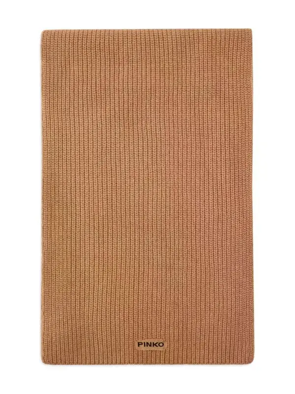 Pinko Slovenia Ribbed Label Scarf - Brown