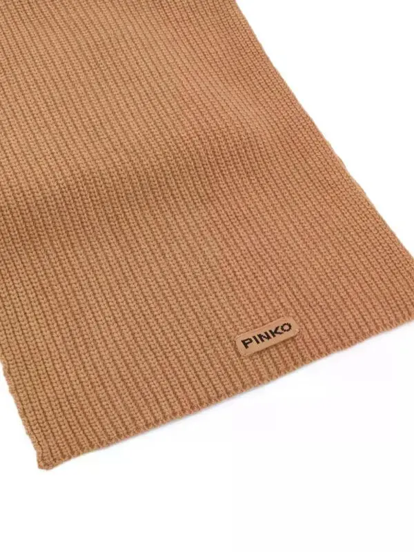 Pinko Slovenia Ribbed Label Scarf - Brown