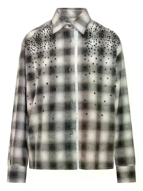 DES_PHEMMES Crystal-embellished Flannel Shirt