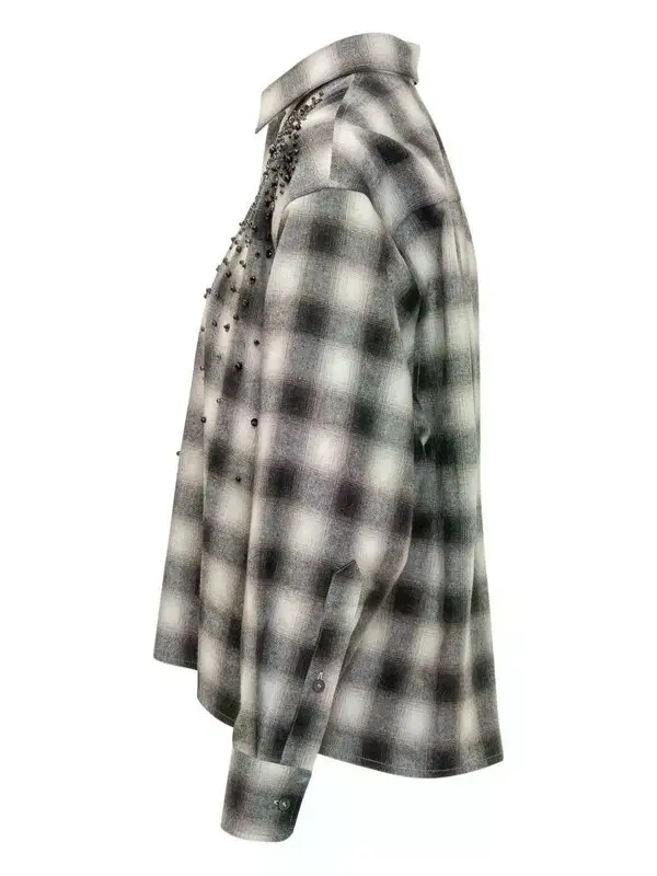 DES_PHEMMES Crystal-embellished Flannel Shirt
