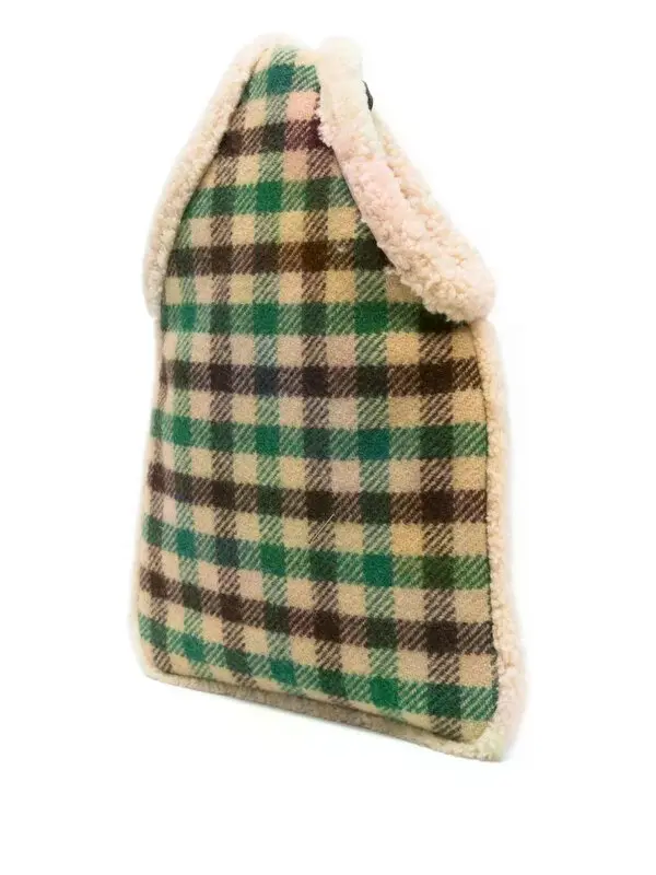 Miu Miu Tartan Shearling-trim Pouch Bag