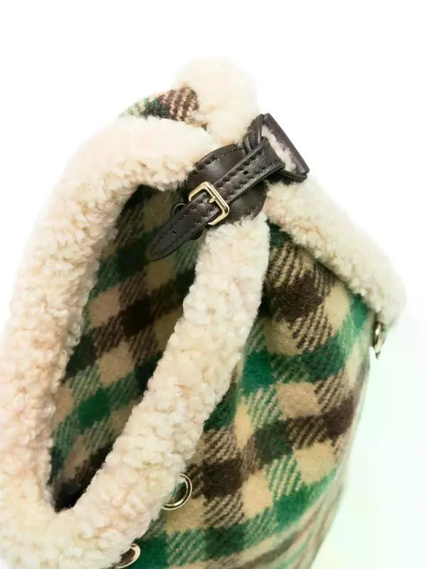 Miu Miu Tartan Shearling-trim Pouch Bag
